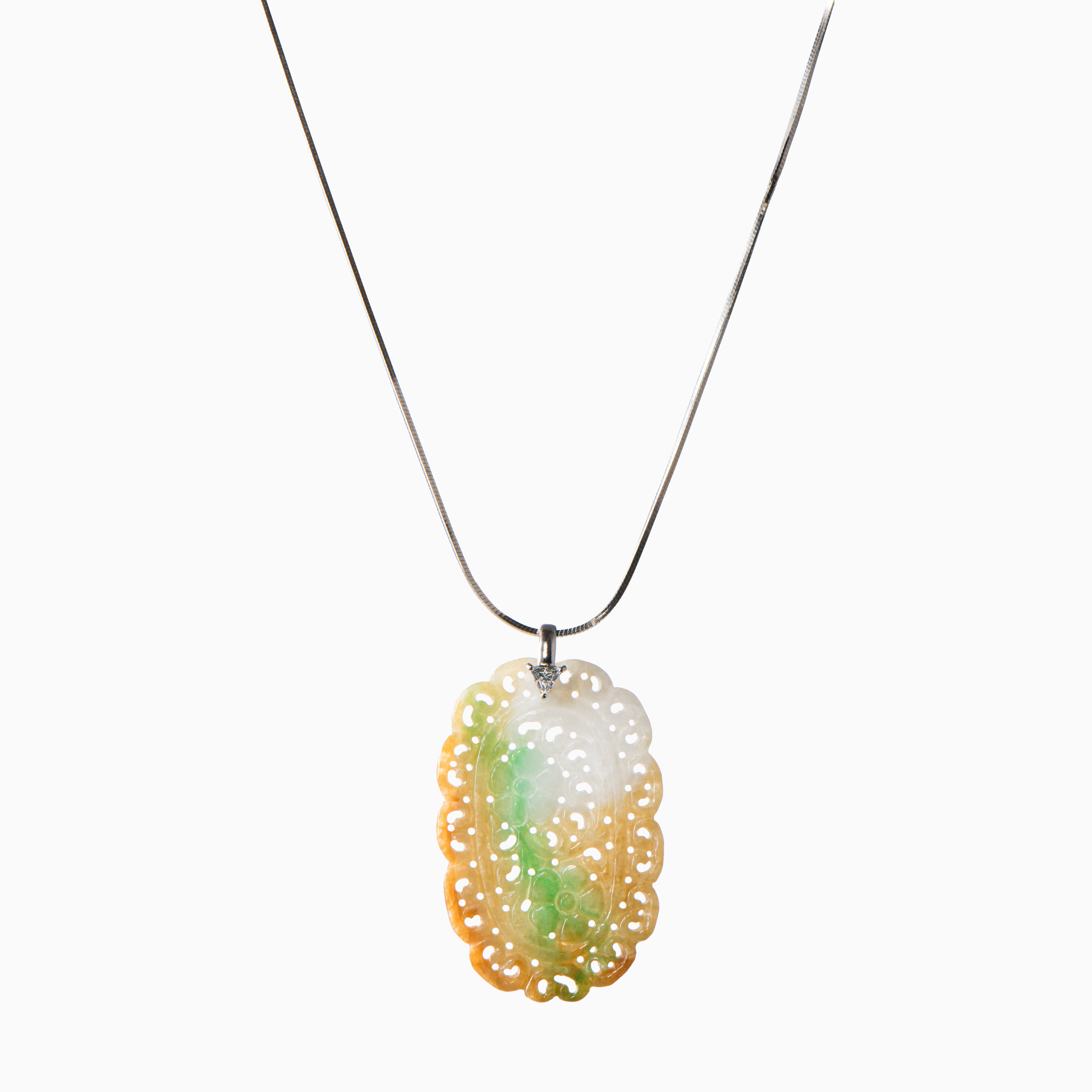 Three Colors Carved Jade Pendant
